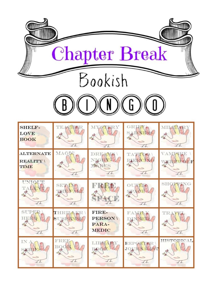 Chapter Break Bingo - November 2016 Completed Cards - Chapter Break