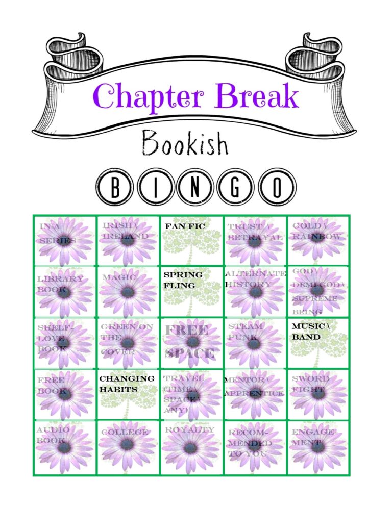Chapter Break Bingo - March 2017 Completed Cards - Chapter Break