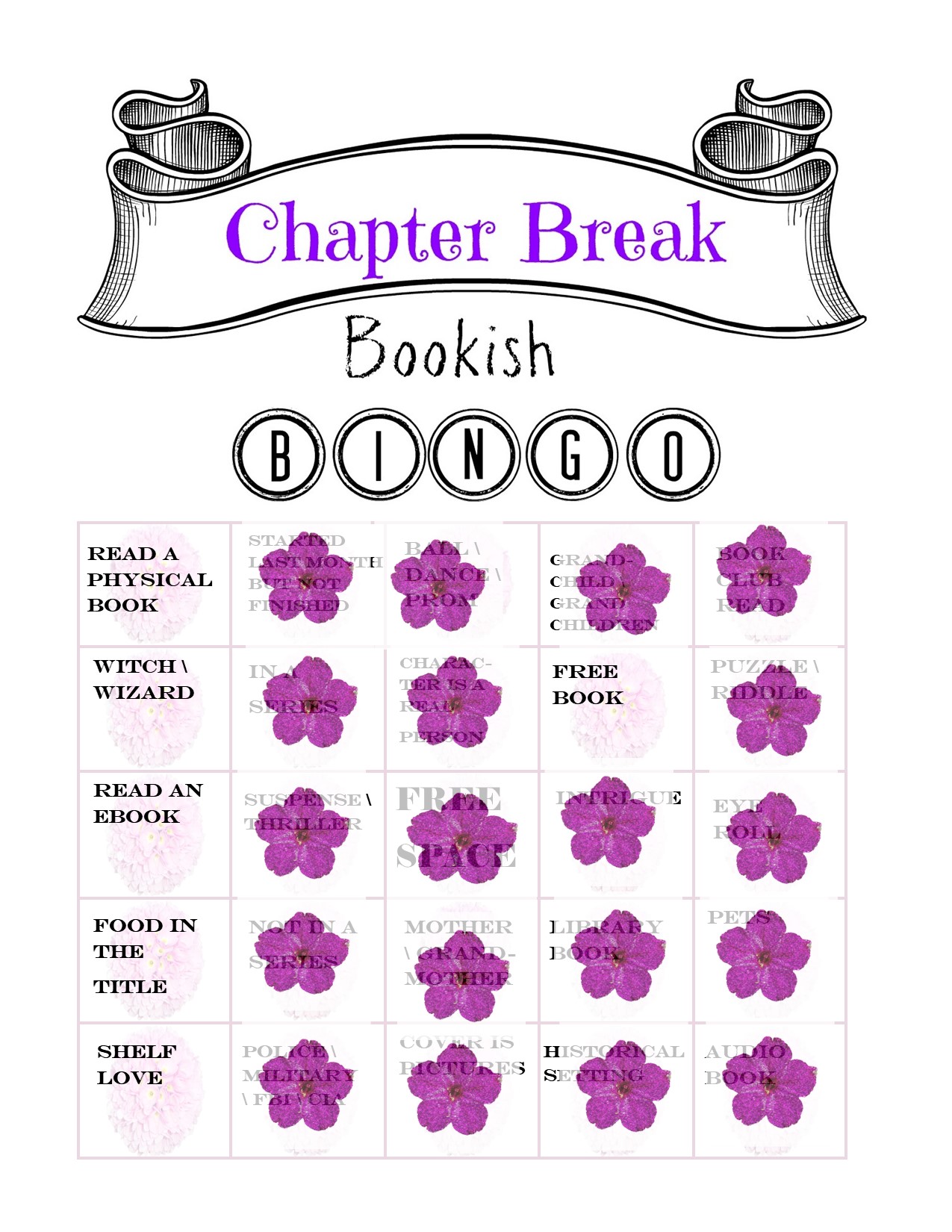 Chapter Break Bingo - May 2023 Completed Cards - Chapter Break
