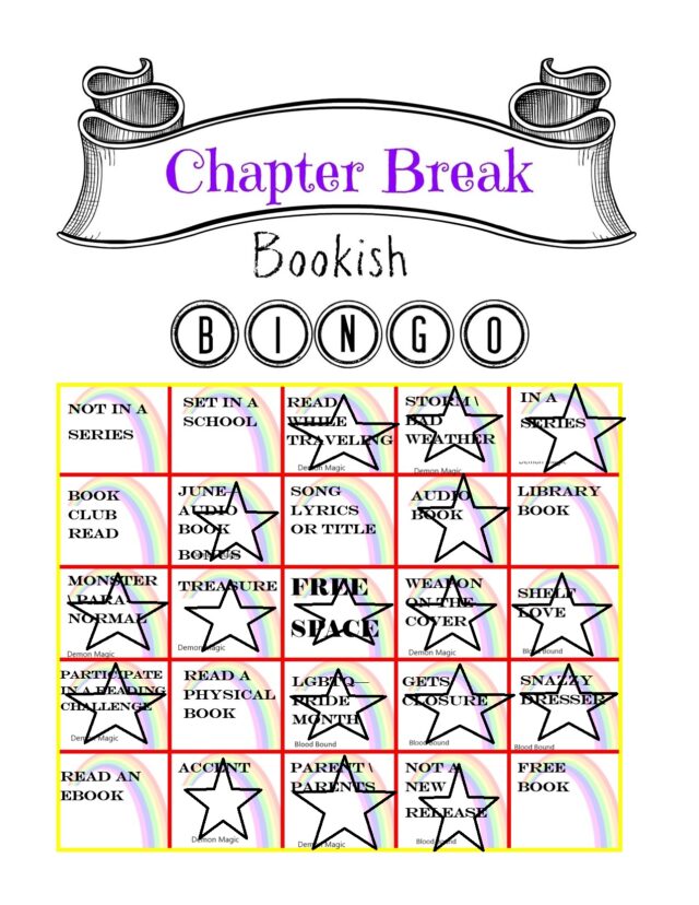 Chapter Break Bingo - June 2024 Completed Cards - Chapter Break